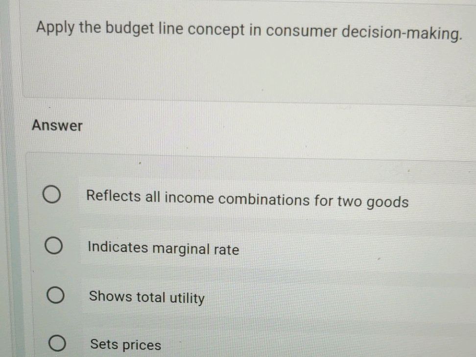 Apply the budget line concept in consumer