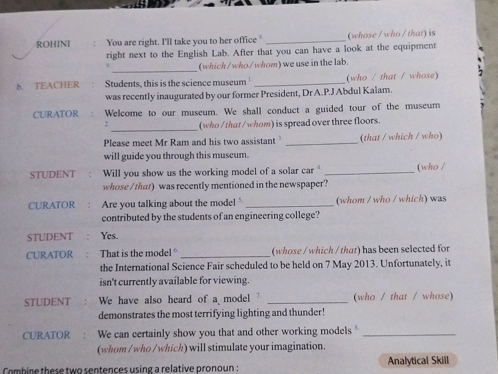 Combine these two sentences using a relative | StudyX