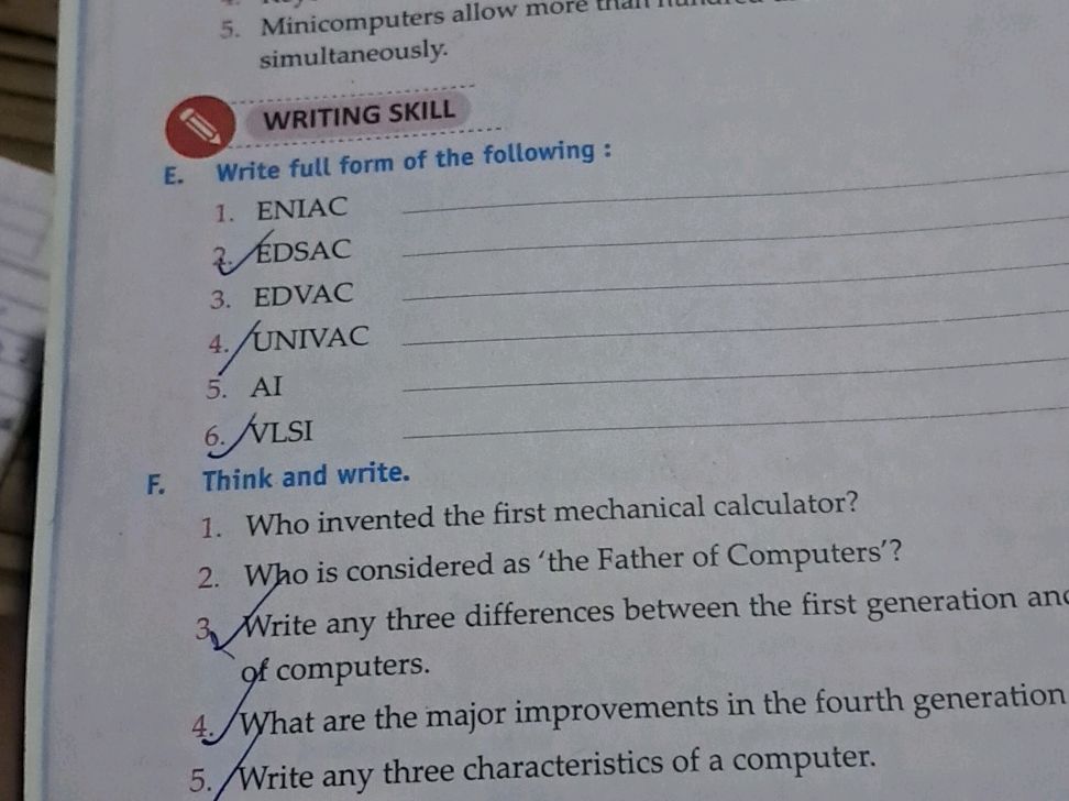 E. Write full form of the following: 1.