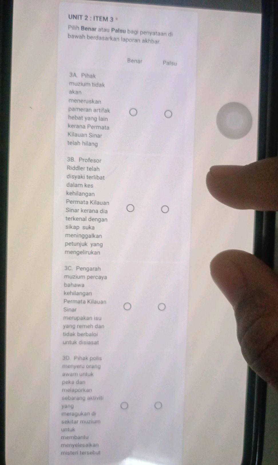 UNIT 2 : ITEM 3 * Pilih Benar atau Palsu | StudyX