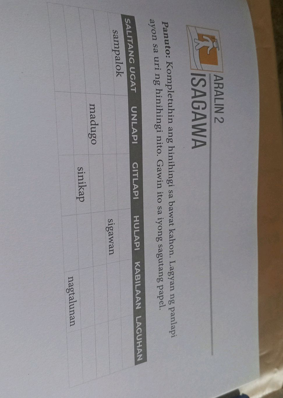 ARALIN 2 KISAGAWA Panuto: Kompletuhin ang | StudyX