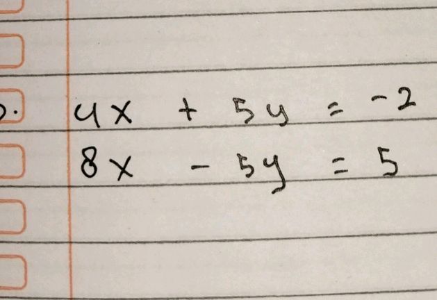 Solving System of Equations: 4x + 5y = -2 | StudyX