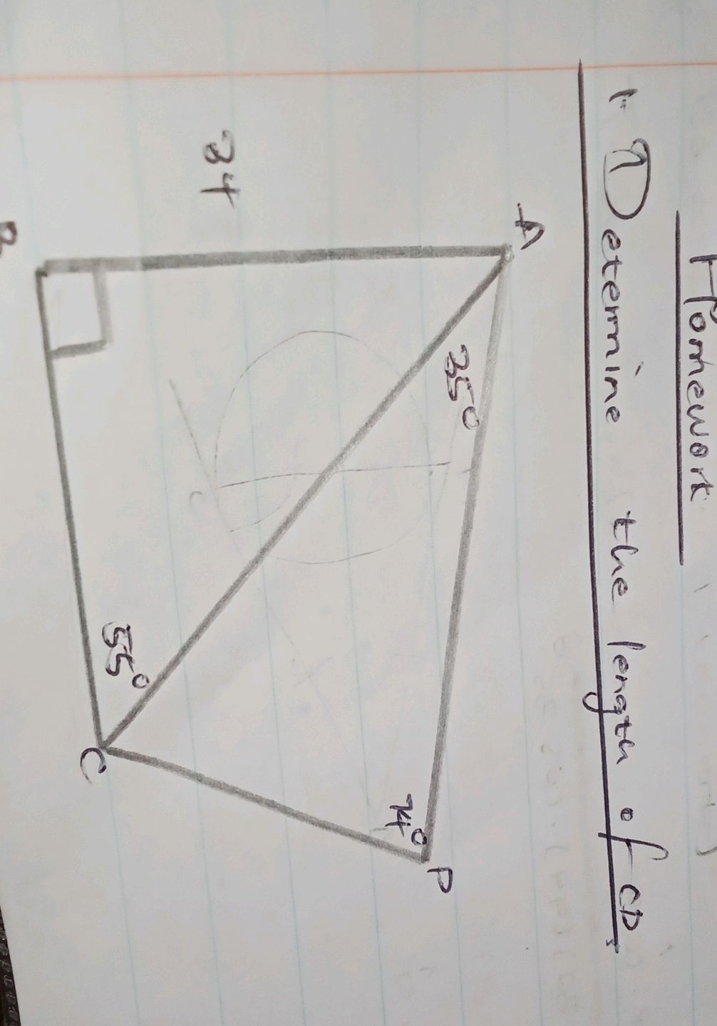 Determine the length of CD | StudyX