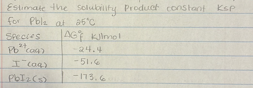 Estimate the solubility Product constant | StudyX