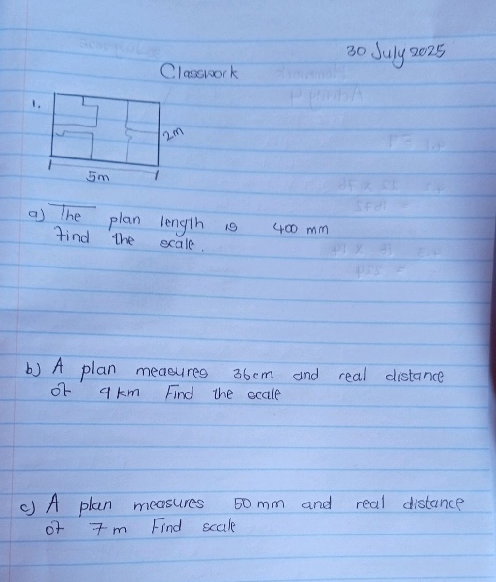 1. a) The plan length is 400 mm Find the | StudyX