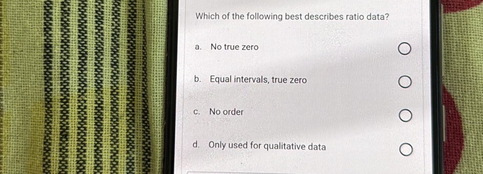 Which of the following best describes ratio
