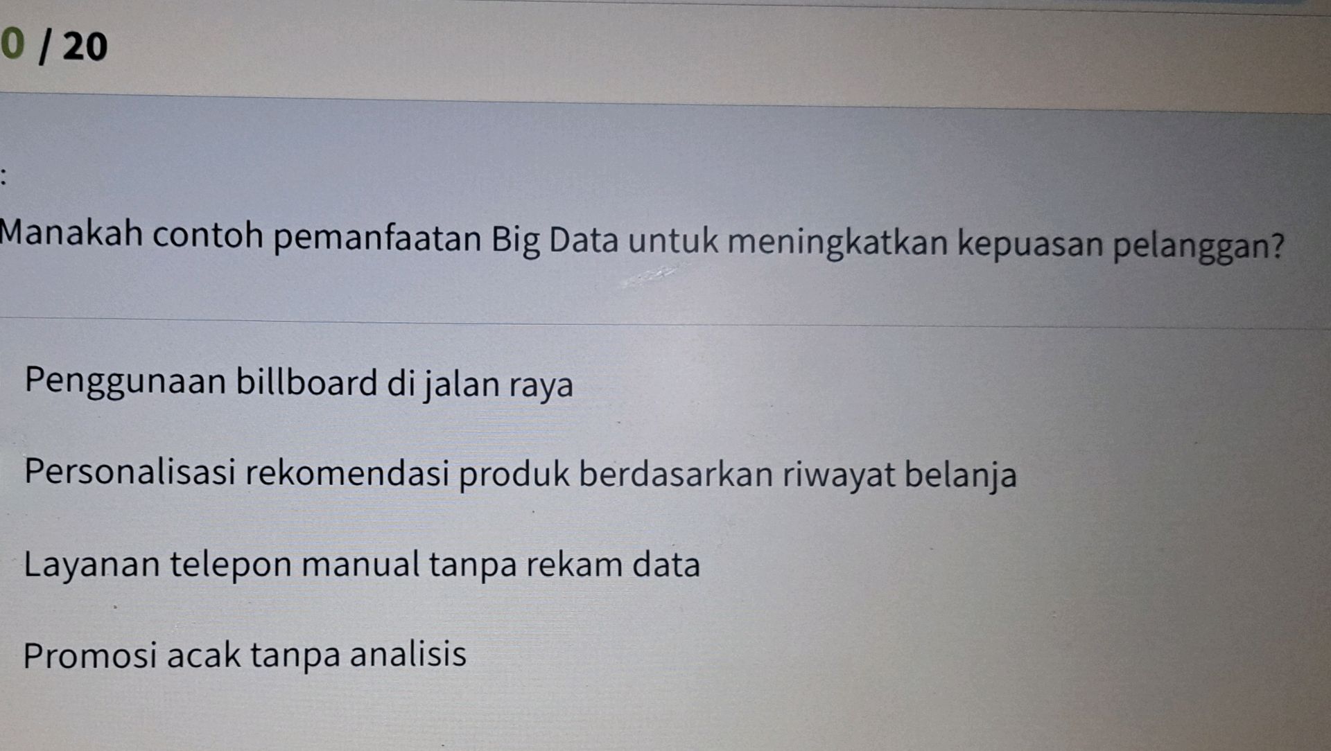 Manakah contoh pemanfaatan Big Data untuk