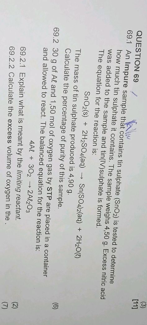 69.1 An Impure sample that contains tin | StudyX