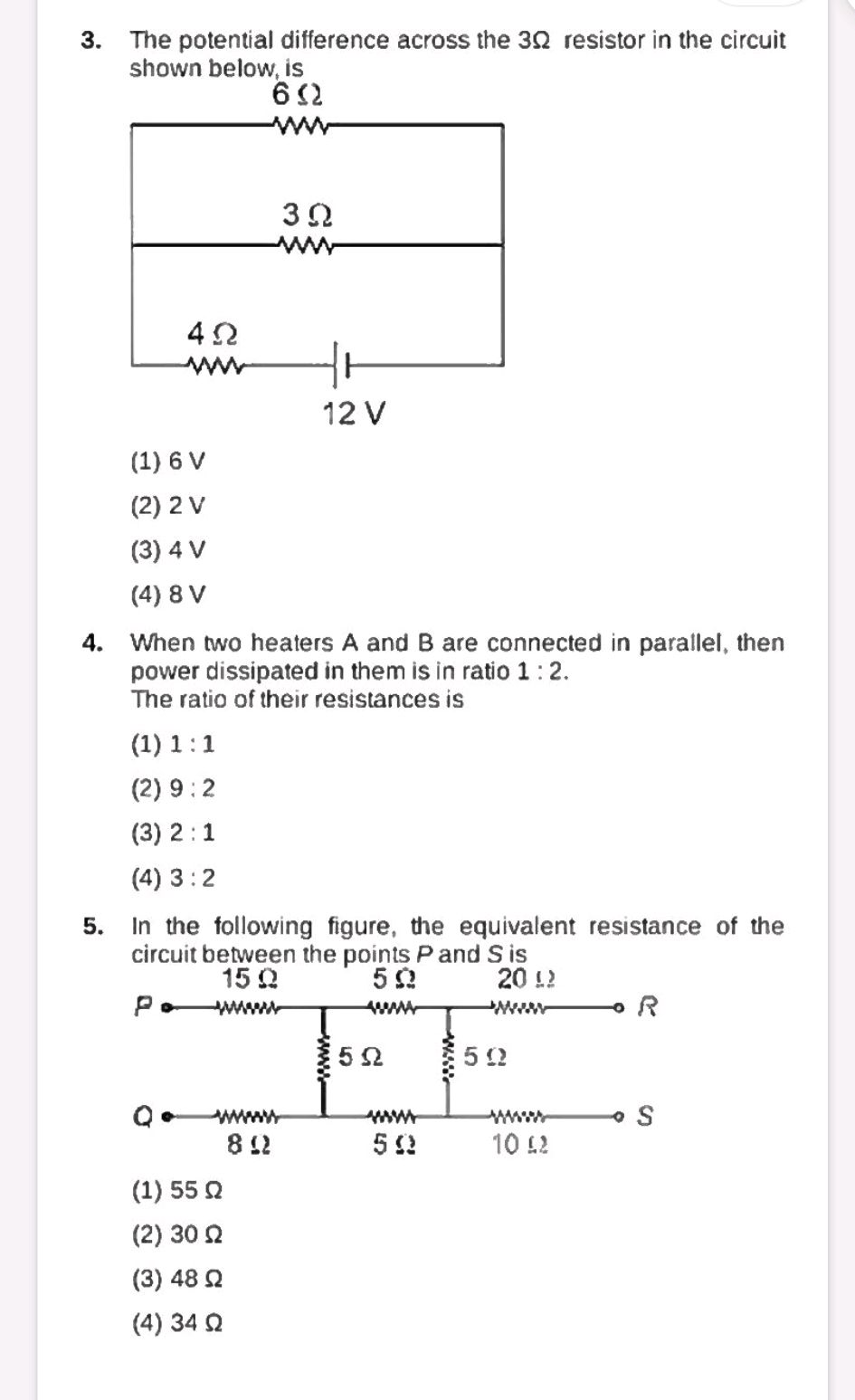 3. The potential difference across the 3Ω | StudyX