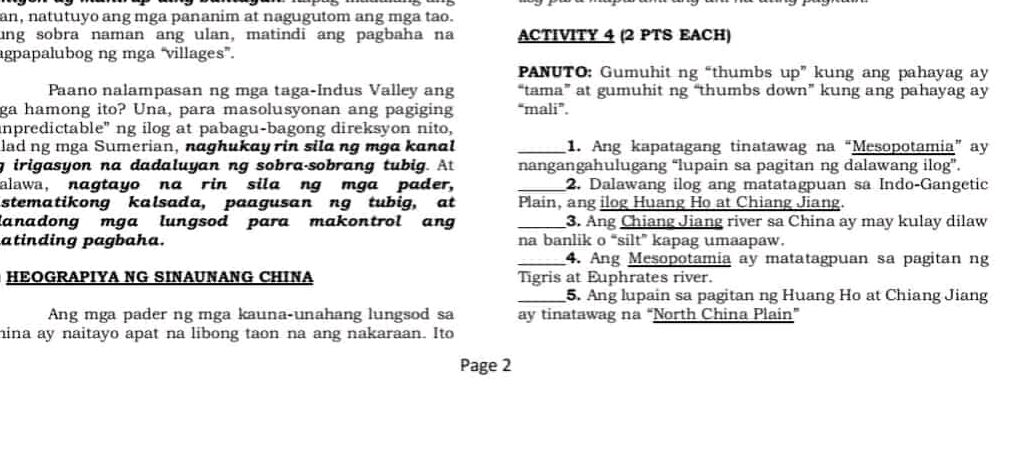 ACTIVITY 4 (2 PTS EACH) PANUTO: Gumuhit ng