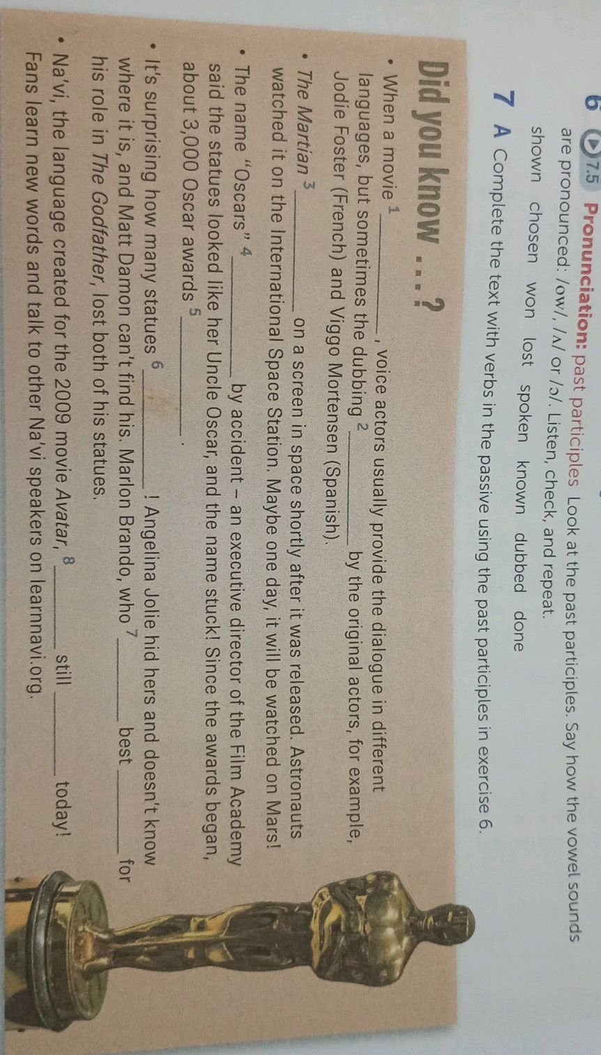 7 A Complete the text with verbs in the | StudyX