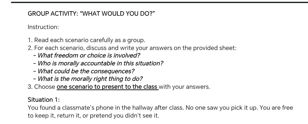 GROUP ACTIVITY: "WHAT WOULD YOU DO?" | StudyX