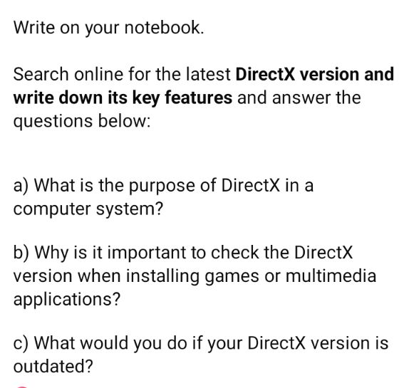 Search online for the latest DirectX version