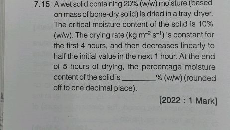 7.15 A wet solid containing 20% (w/w)