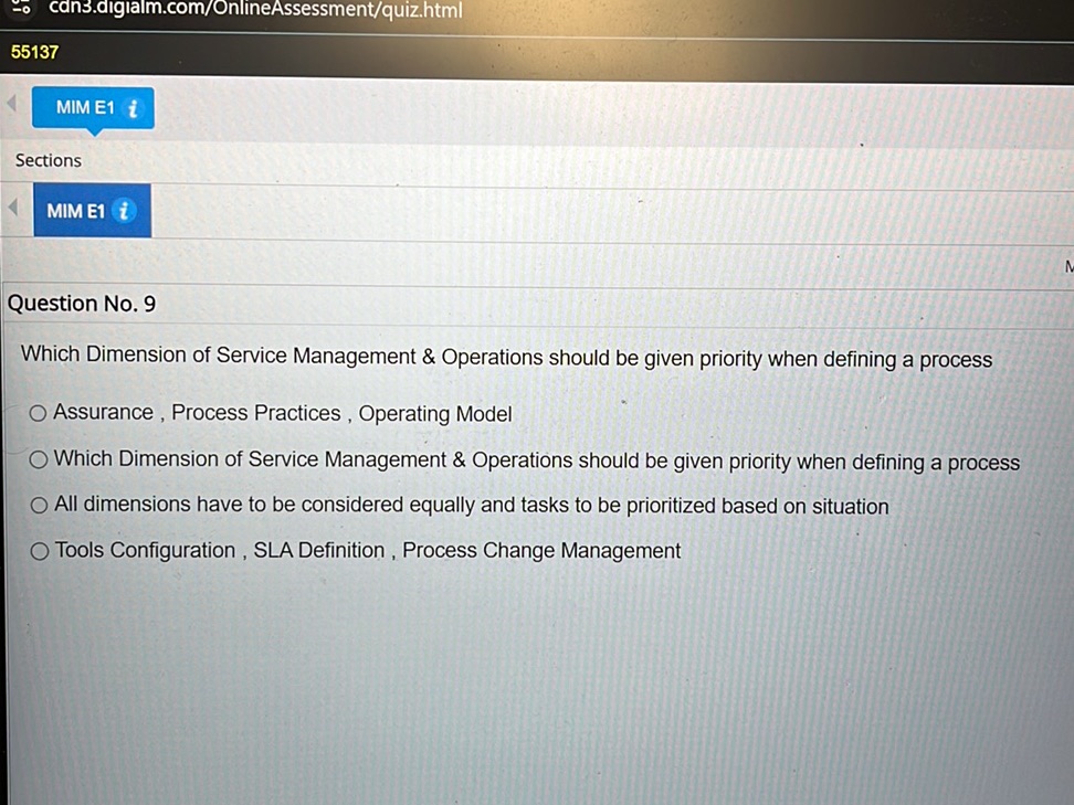 Question No. 9 Which Dimension of Service | StudyX