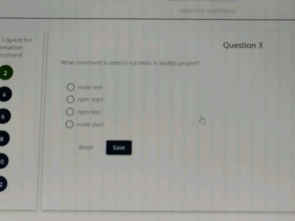 What command is used to run tests in Node.js | StudyX