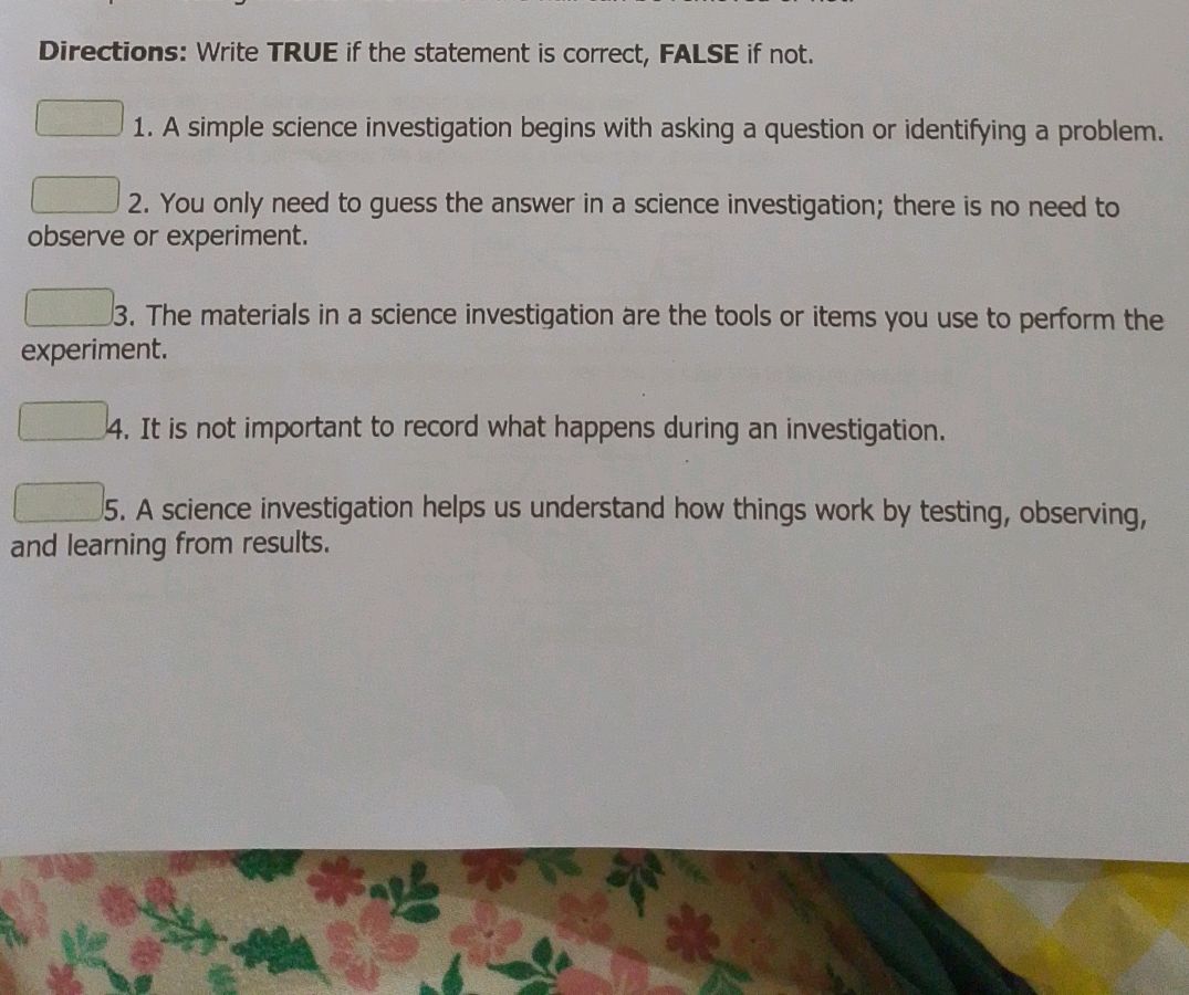 Directions: Write TRUE if the statement is | StudyX