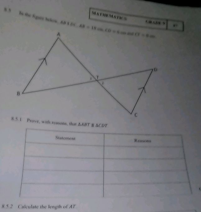 In the figure below, AB || DC, AB = 10 cm, | StudyX