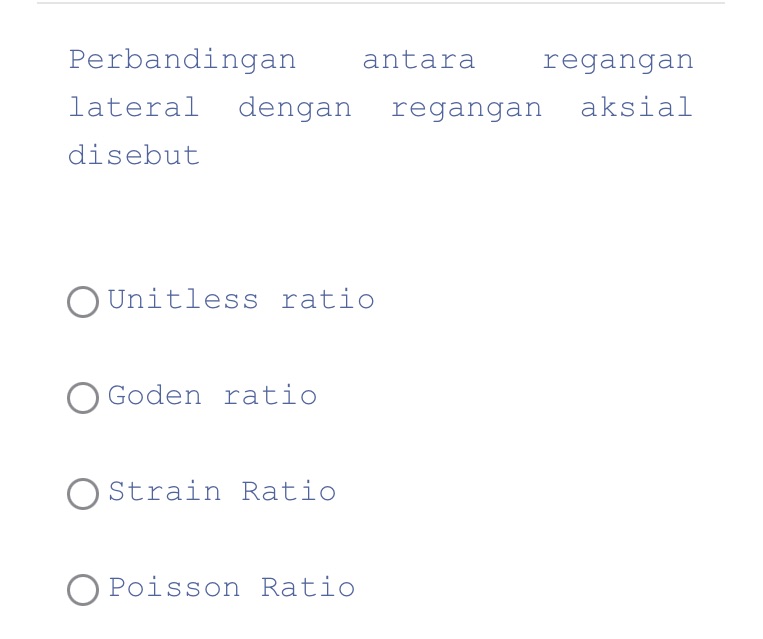 Perbandingan antara regangan lateral dengan
