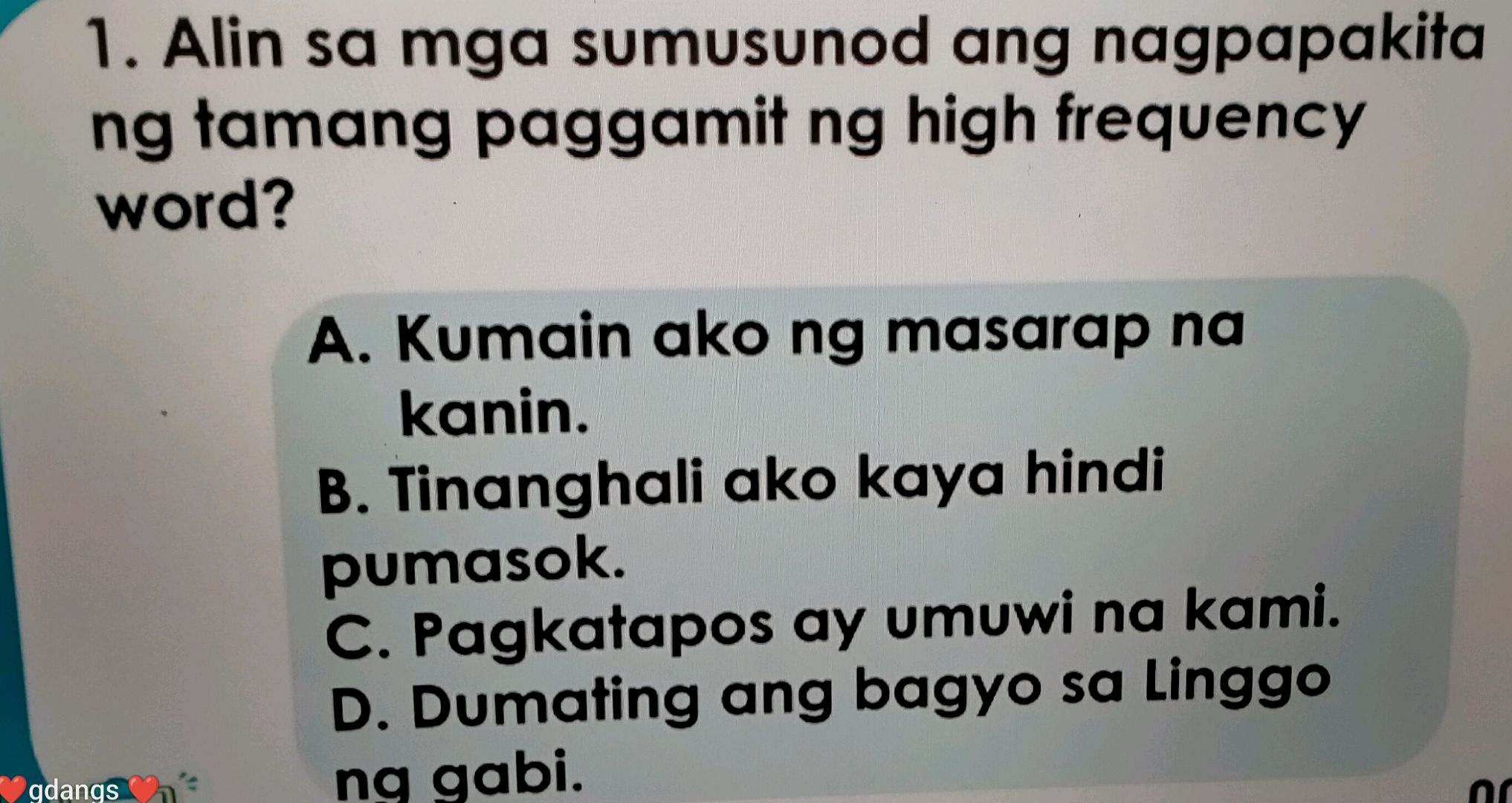 1. Alin sa mga sumusunod ang nagpapakita ng | StudyX