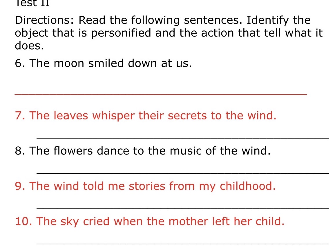 Directions: Read the following sentences. | StudyX