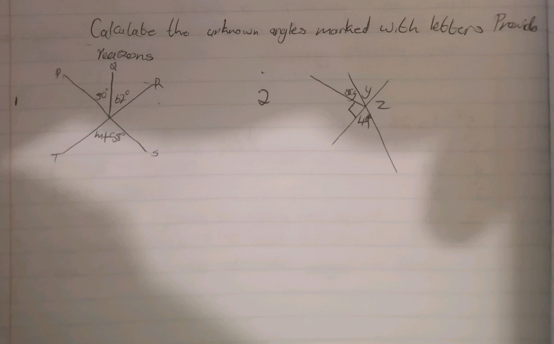 Calculate the unknown angles marked with | StudyX
