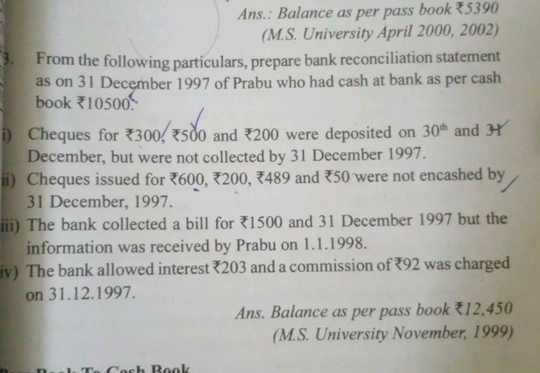 From the following particulars, prepare bank | StudyX