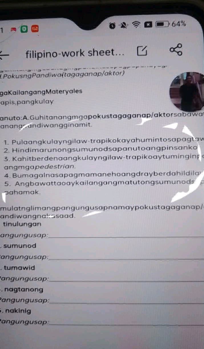 A. Guhitan ang mga pokus tagaganap/aktor sa