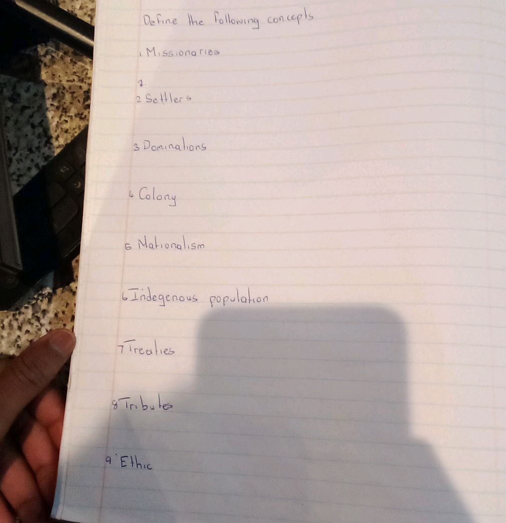 Define the following concepts 1 | StudyX