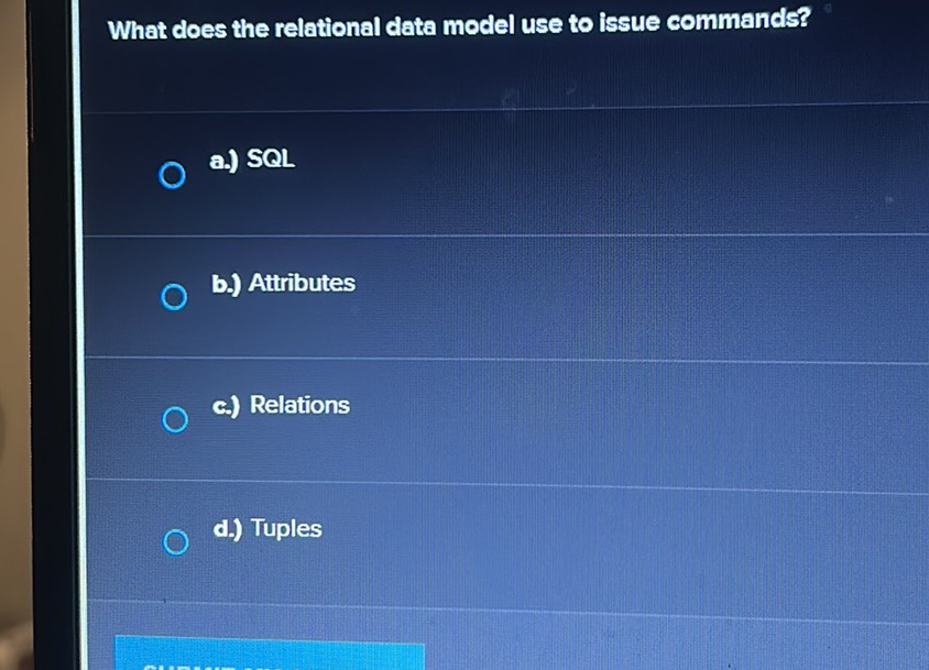 What does the relational data model use to | StudyX