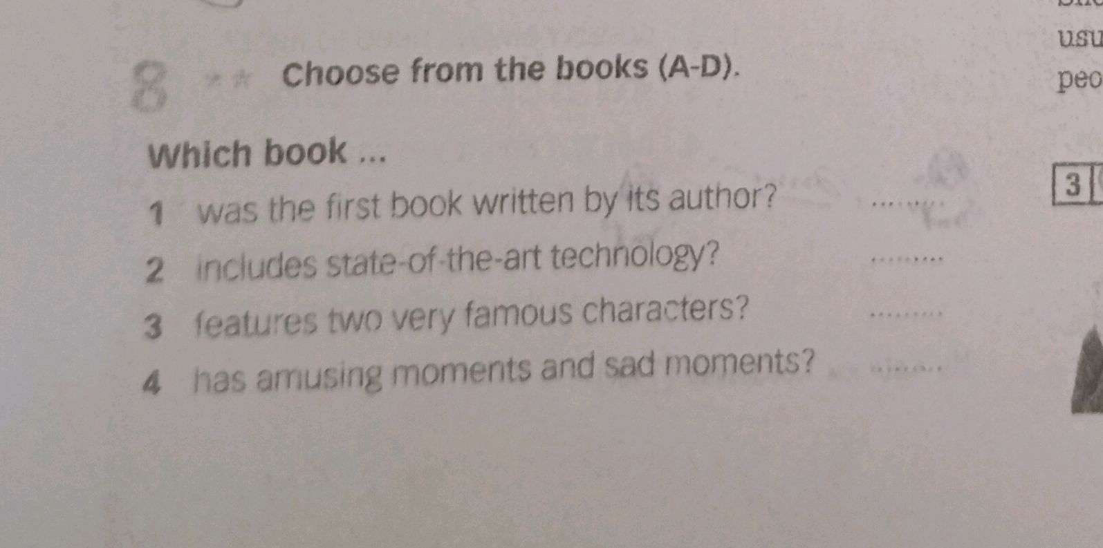 Choose from the books (A-D). Which book ... | StudyX