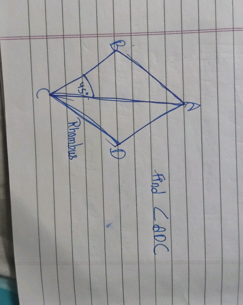 Find angle ADC in a Rhombus | StudyX