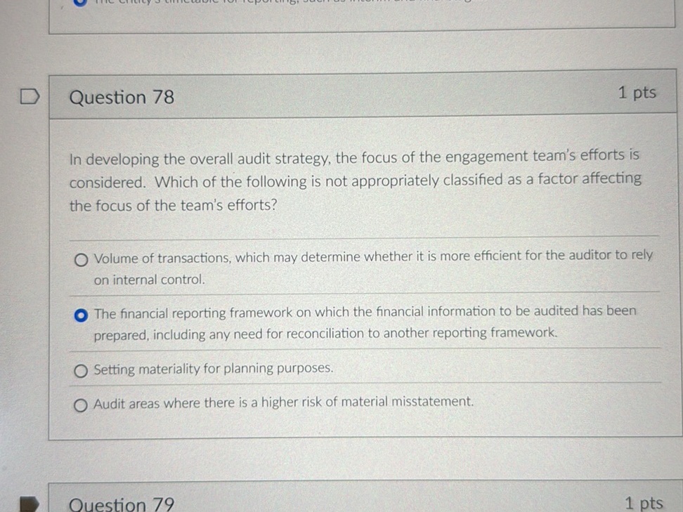 Question 78 In developing the overall audit | StudyX