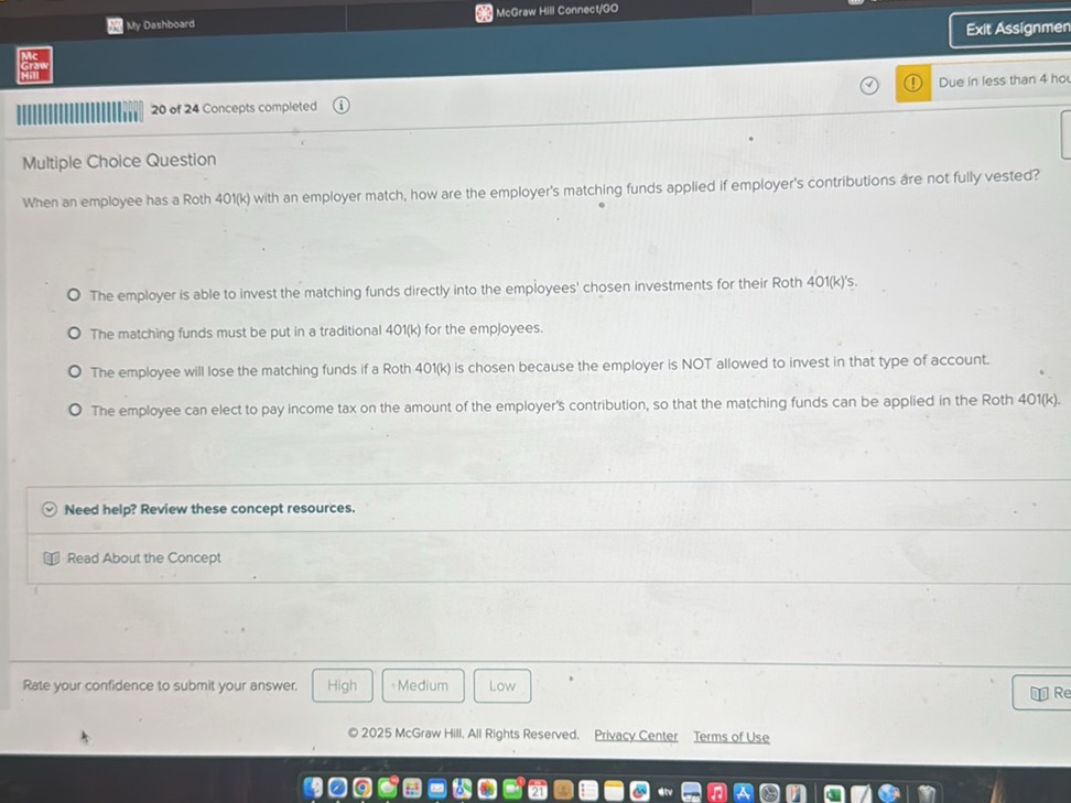 When an employee has a Roth 401(k) with an | StudyX