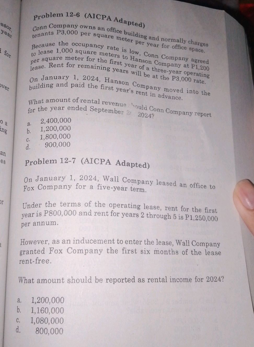 Problem 12-6 (AICPA Adapted) Conn Company