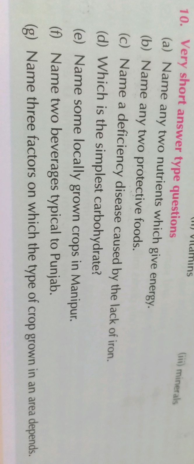 10. Very short answer type questions (a) | StudyX