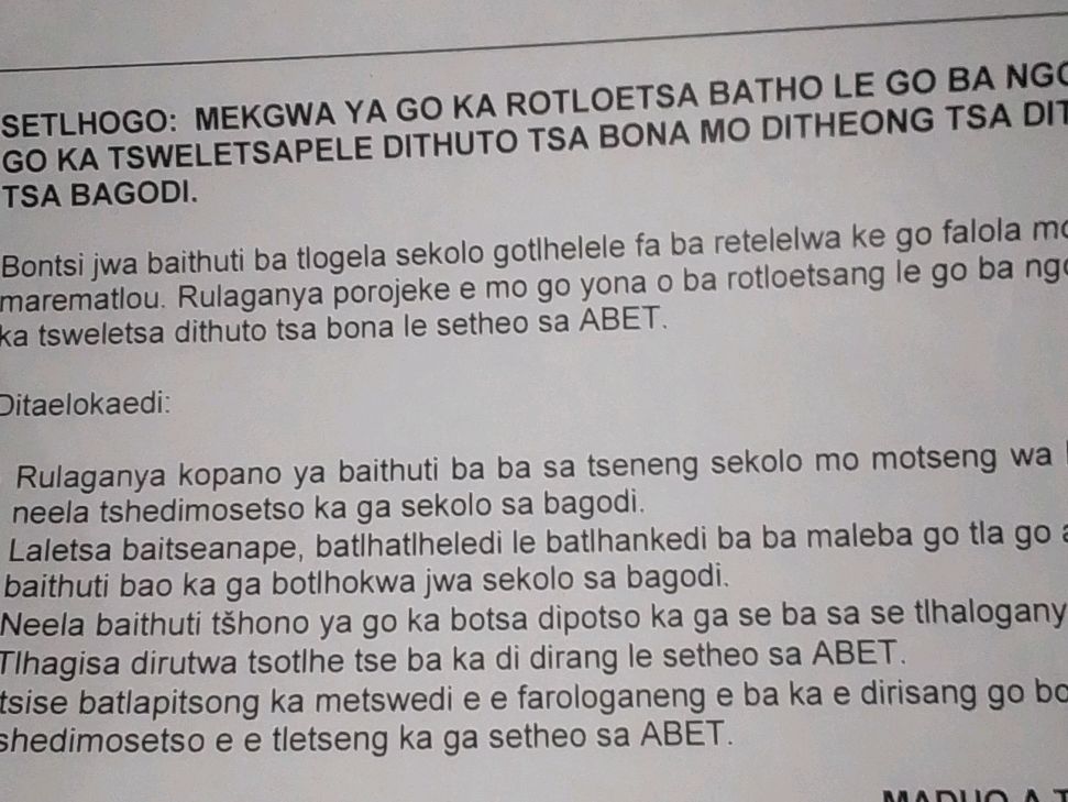 SETLHOGO: MEKGWA YA GO KA ROTLOETSA BATHO LE | StudyX