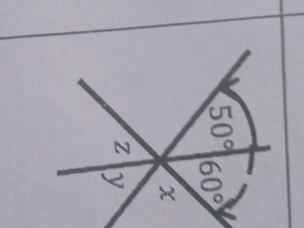 Find the value of angles x, y, and z. | StudyX
