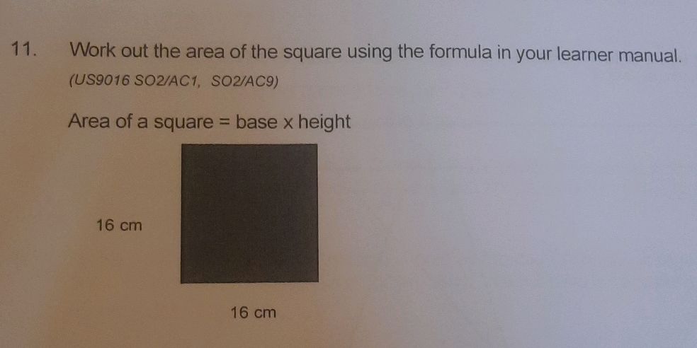 11. Work out the area of the square using | StudyX