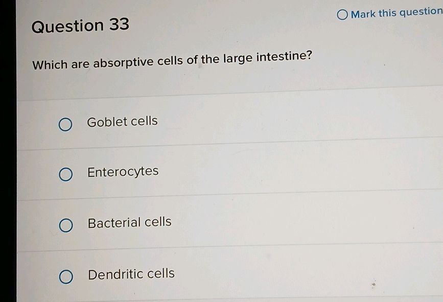 Question 33 Which are absorptive cells of | StudyX