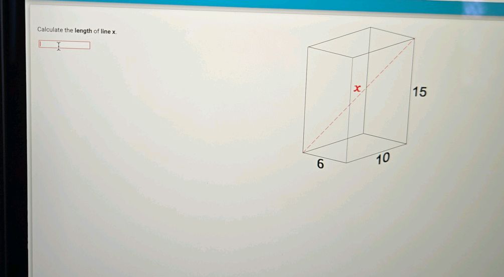 Calculate the length of line x. In the 3D | StudyX