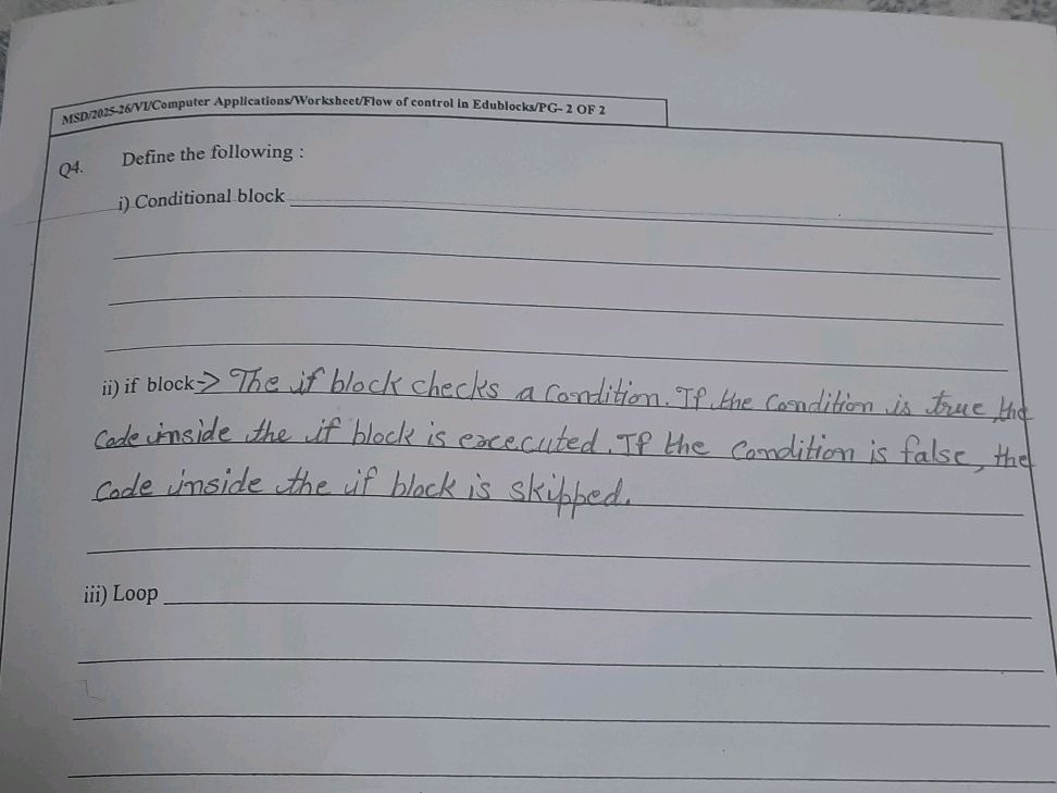 Q4. Define the following: i) Conditional | StudyX