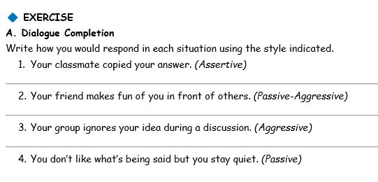A. Dialogue Completion Write how you would | StudyX