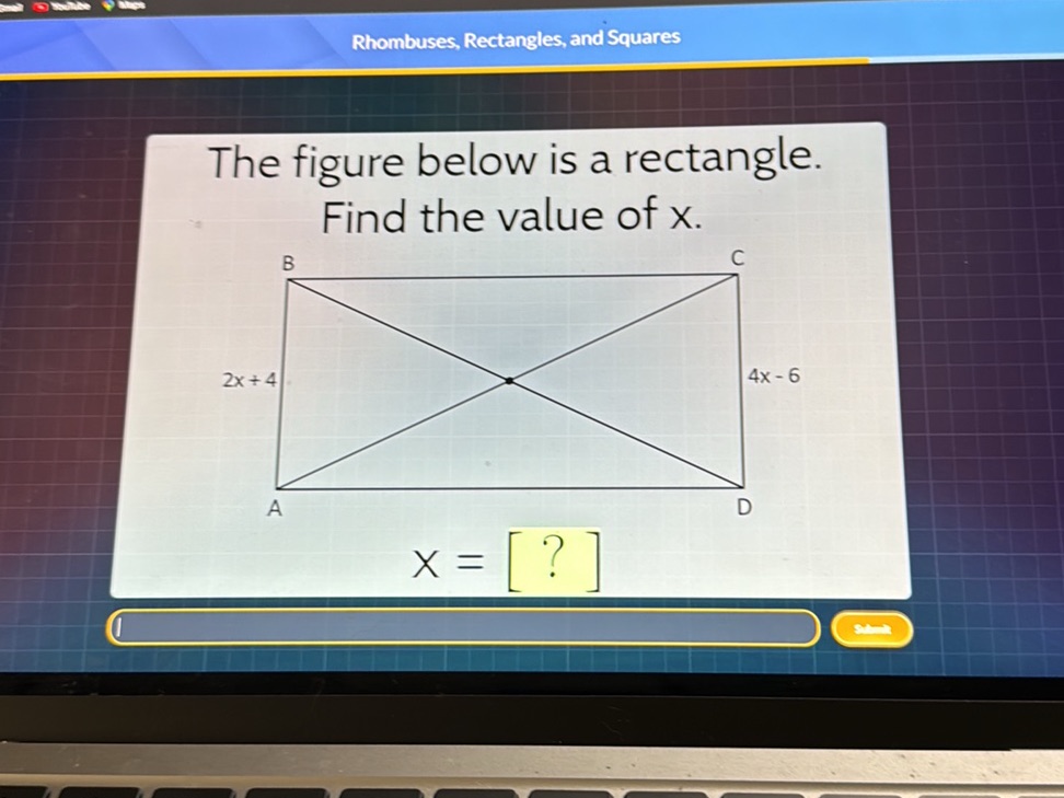 The figure below is a rectangle. Find the | StudyX