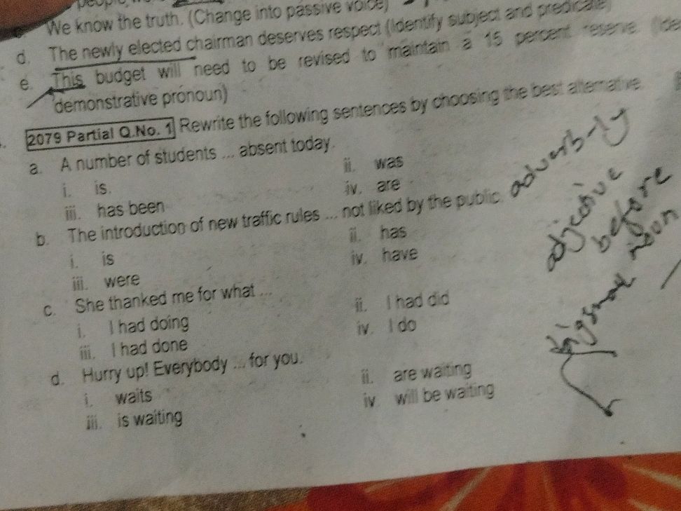 2079 Partial Q.No. 1 Rewrite the following | StudyX