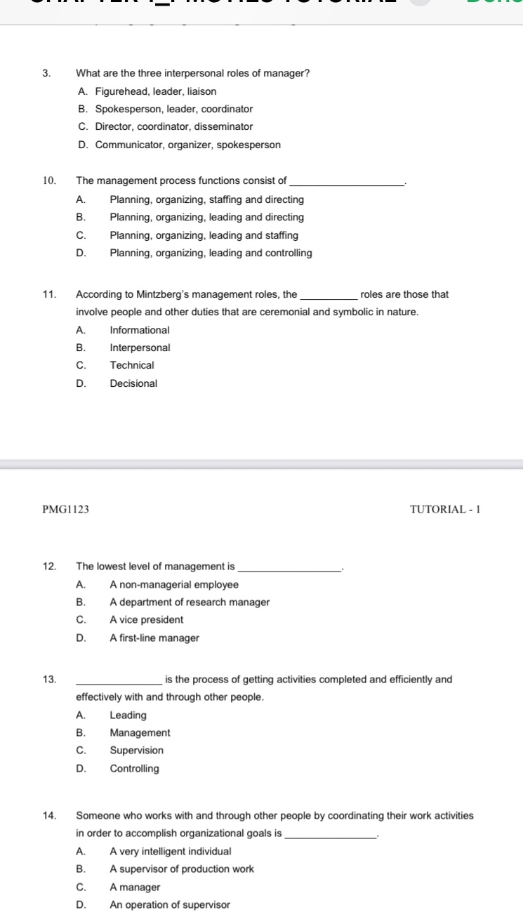 3. What are the three interpersonal roles of | StudyX