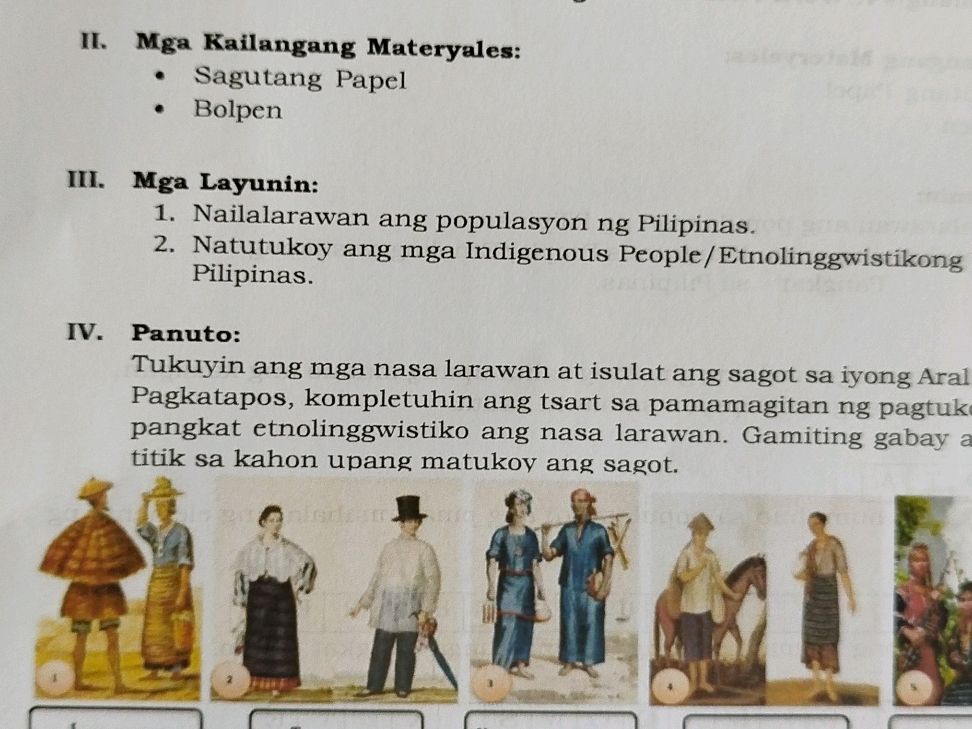 IV. Panuto: Tukuyin ang mga nasa larawan at | StudyX
