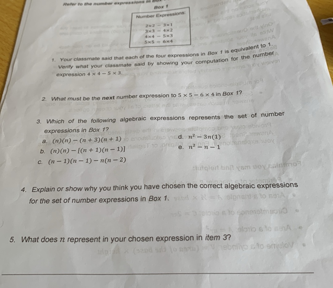Refer to the number expressions in Box 1 | StudyX