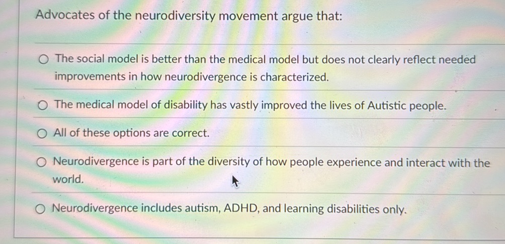 Advocates of the neurodiversity movement