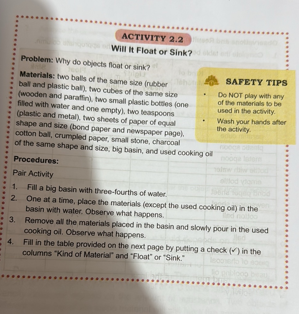 Problem: Why do objects float or sink?